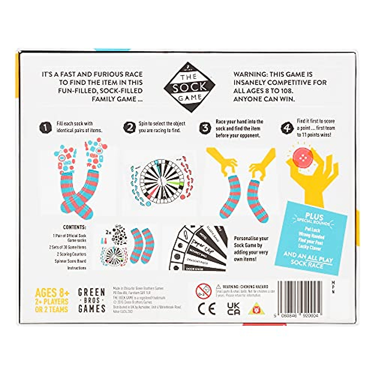 Green Brothers Games | The Sock Game | Board Game | Ages 8+ | 2+ Players | 5-30 Minutes Playing Time