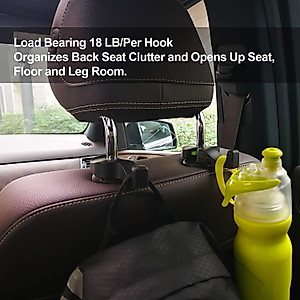 A ABIGAIL Car Headrest Hooks Universal Vehicle SUV Organizer Car Back Seat Headrest Hanger Holder Hook for Bag Purse Cloth Grocery-Black Set of 2 A7836F