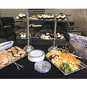 Le'raze Elegant Mirrored Rectangular Silver Tray, Mirrored Tray for Whiskey Decanter, Candle Sticks, Vanity Set, Perfume Tray, and Serving