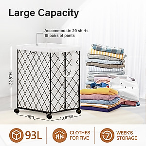 2 Wire Laundry Hamper on Wheels With Removable Liners,Rolling Large Collapsible Metal Laundry Basket,Sturdy Laundry Bag Heavy Duty Hamper,for Dirty Clothes Organization Closet Bathroom Living Room