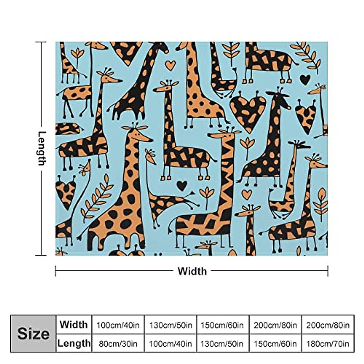Animals Giraffe Flannel Fleece Throw Blanket Soft Warm Lightweight Fuzzy Plush Blankets for Bed Couch Sofa 70"x80"