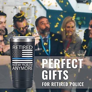 Onebttl Police Officer Retirement Gifts, Gifts for Retired Police Officers Men, Law Enforcement, Correctional Officer, Cops, Stainless Steel Tumbler Travel Mug Cup - 20 oz Black