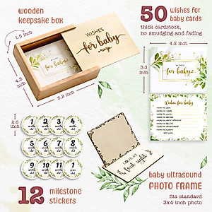 97 Decor Wishes for Baby Box - Baby Shower Guest Book Alternatives, 50 Pcs Baby Advice Cards for Baby Shower Book, Well Wish Cards for Baby Shower Keepsake Box, Baby Shower Games Gifts