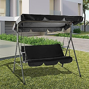 Patio Swing Cushion Cover Replacement Waterproof Outdoor Swing Seat Cover 3 Seater Dustproof Protective Covers for 3 Seat Garden Swing Chair Cushions (Only Cover, No Cushion) 59x59x4 Inch