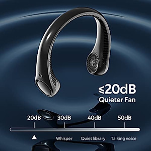 Portable Neck Fan, Hands Free Bladeless Fan, 360° Cooling Personal Fan,Wearable Quiet Fan for Outdoor Indoor, Birthday Gifts for Men Women Mom Dad, 4000mAh Battery USB Rechargeable, 3-Speeds(Black)