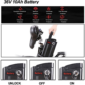 NAKTO Electric Bike Electric City Ebike for Adults 250 Assisted Electric Bicycle Sport Mountain Bicycle with 36V 10A Removable Lithium Battery ebike (BLACK, 20“ 250W EBIKE)