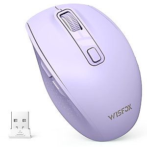 WisFox Bluetooth Mouse, Silent Wireless Mouse Come with 2 Modes (Bluetooth 3.0/5.0 + USB), Multi-Device Portable Cordless Mouse for Laptop, iPad, MacOS, PC, Windows, Android (Purple)
