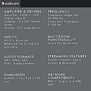 Audio Pro Addon C3 Wireless Bluetooth Speaker | High Fidelity, Rechargeable, Portable Speaker for Outdoor, Home, Camping, Travel, Beach | AirPlay, Alexa, Spotify Connect Compatible | White