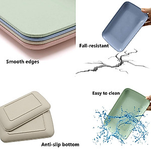 Roucerlin 4 Colors Big Rectangular Dinner Plates, Unbreakable Wheat Straw Plates, Reusable Durable Lightweight Salad Plate for Fruits, Snack, Pasta, Cake, Dessert, Dishes (9.3in)