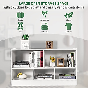 Tangkula 5 Cube Bookcase, 2 Tier Wooden Storage Open Bookshelf, Multipurpose Display Storage Cabinet for Living Room, Bedroom, Hallway, Kid's Playroom, Reading Nook (White)
