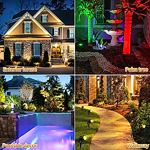 OurLeeme Lawn Flood Light Stake, 2-in-1 Waterproof Outdoor Remote Control Landscape Lighting Spotlight Wall Light for Yard Garden Driveway Pathway Pool