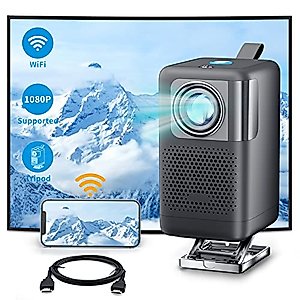 WiFi Projector, Leapwell Outdoor Video Mini Projector 1080P Supported 4500 Lumen with Screen and Max 300" Display, Portable Projector Compatible with TV Stick, iOS, Android, PS5