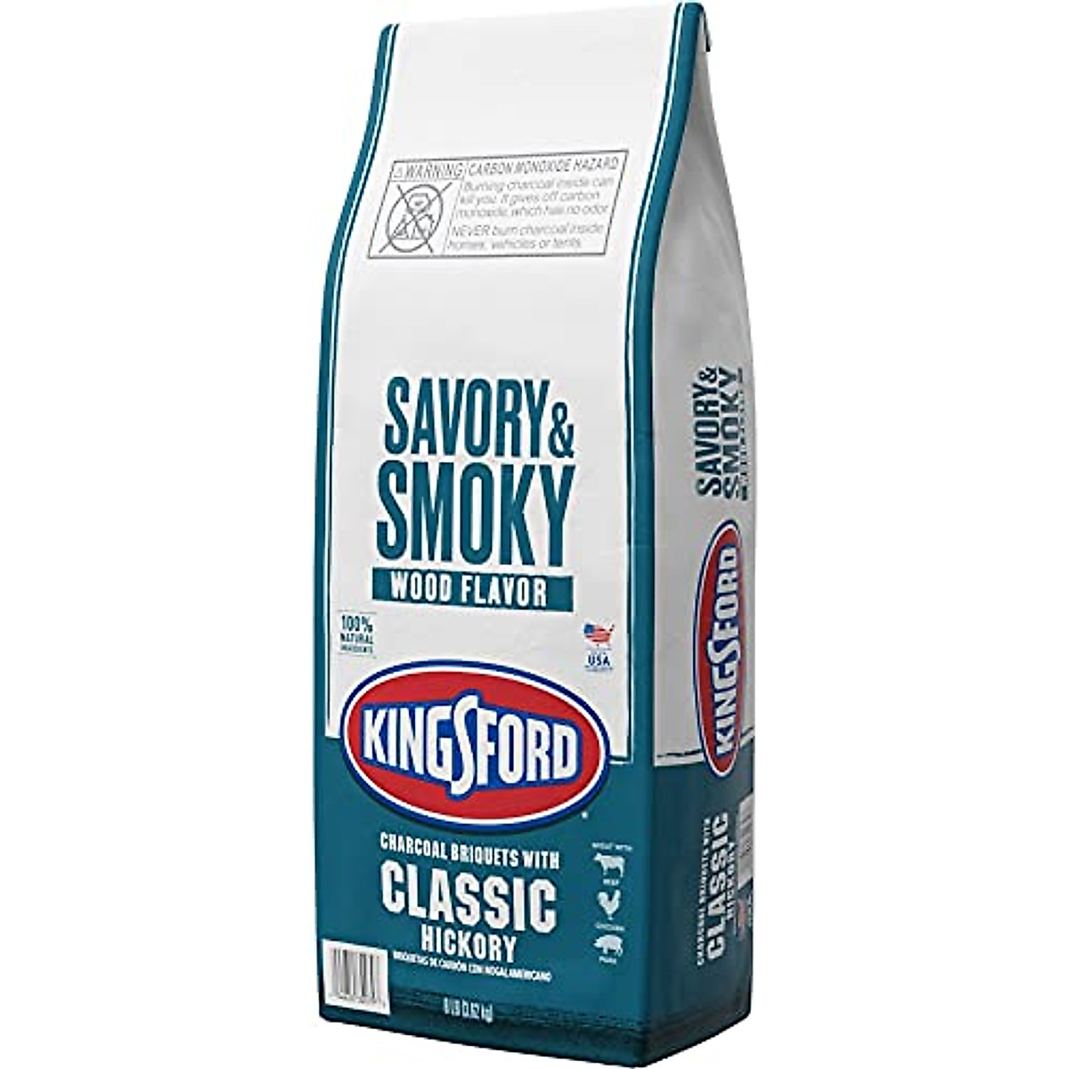 Kingsford 32079 Original Charcoal Briquettes with Hickory, 8 lb, Black