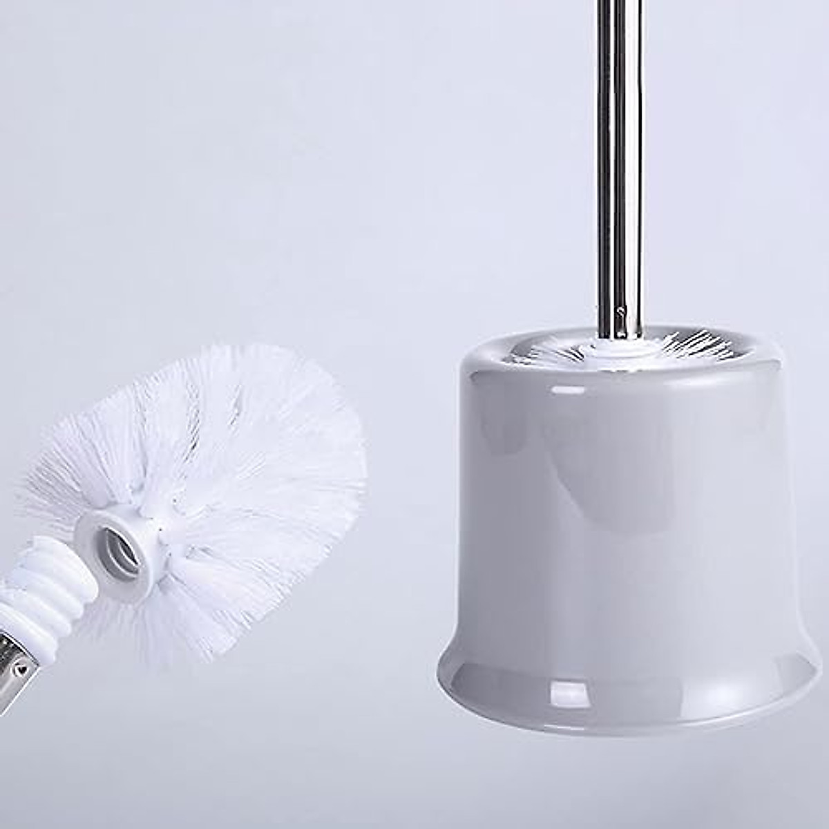 SAAKO Plastic Toilet Brush Lightweight Toilet Bowl Brush Replaceable Brush Head with Clip Toilet Cleaner Brush with Toilet Holder