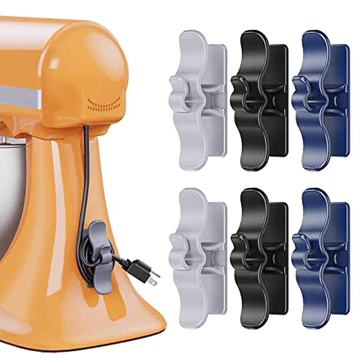 iBytoc Cord Organizer for Kitchen Appliances, 6 Pack [Super Sticky] Cord Wrappers, [Extra Large] Appliance Cord Organizer Stick on Mixer, Blender, Coffee Maker, Air Fryer, Water Heater