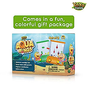 YoYa Toys Handheld Games - Miniature Aqua Arcade Set with Fish Ring Toss & Basketball, Handheld Toys for Kids & Adults, Retro Pastime Games, Original Waterful Ring Toss in Gift Box