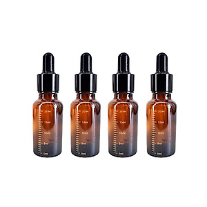 UUYYEO 4 Pcs Empty Amber Glass Bottles Graduated Dropper Bottles Essential Oil Bottles Cosmetic Vials Containers with Graduated Dropper 20ml
