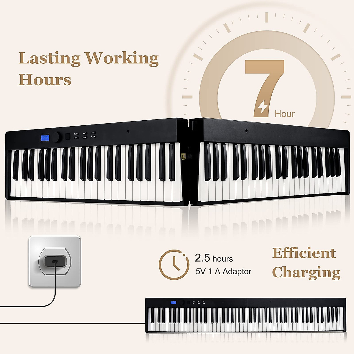 Costzon 88-Key Foldable Digital Piano Keyboard, Full Size Semi-Weighted Keyboard, Portable Electric Piano w/MIDI, Split Function, Sustain Pedal & Carrying Bag for Beginner (Black)