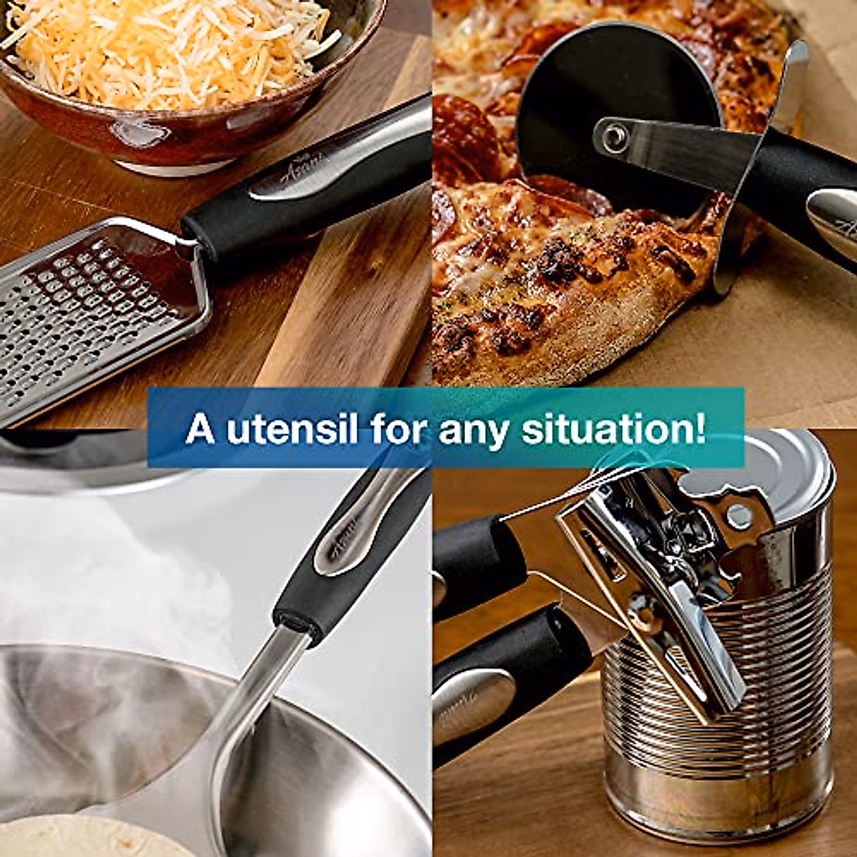 25-Piece Stainless Steel Kitchen Utensil Set | Non-Stick Cooking Gadgets and Tools Kit | Durable Dishwasher-Safe Cookware Set | Kitchenware Gift Idea, Best New Apartment Essentials