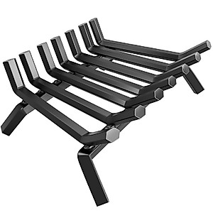 AMAGABELI GARDEN & HOME Fireplace Log Grate 30 inch Wrought Iron Fire Place Grates Heavy Duty Solid Steel Indoor Chimney Hearth 3/4" Bar Outdoor Firepit Wood Stove Firewood Burning Rack Holder