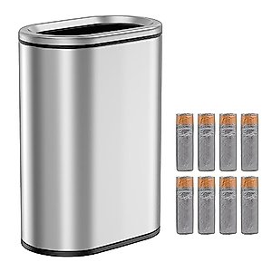 BETHEBEST 15 Liter/4 Gallon Brushed Trash Can with Wastebasket,Stainless Steel Trash Can for Bathroom,Bedroom,Office,Open-Top Garbage Can with 120Count Trash Bags