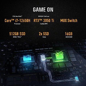 ASUS TUF Dash 15 (2022) Gaming Laptop, 15.6” 144Hz FHD Display, Intel Core i7-12650H, GeForce RTX 3050 Ti, 16GB DDR5, 512GB SSD, Thunderbolt 4, Windows 11 Home, Off Black, FX517ZE-ES73