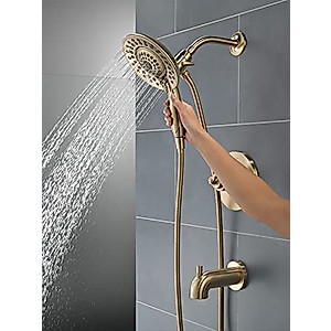 Delta Faucet Saylor 17 Series Gold Tub and Shower Faucet Combo with In2ition 2-in-1 Shower Head with Handheld Spray, Bathtub Faucet Set, Tub Faucet, Champagne Bronze T17435-CZ-I (Valve Not Included)