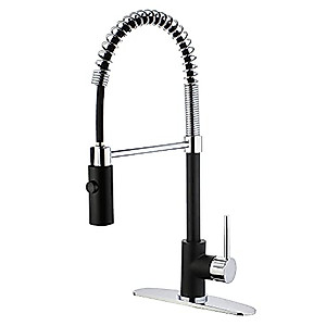 Kingston Brass LS8777DL Concord Pre-Rinse Kitchen Faucet, Matte Black/Polished Chrome