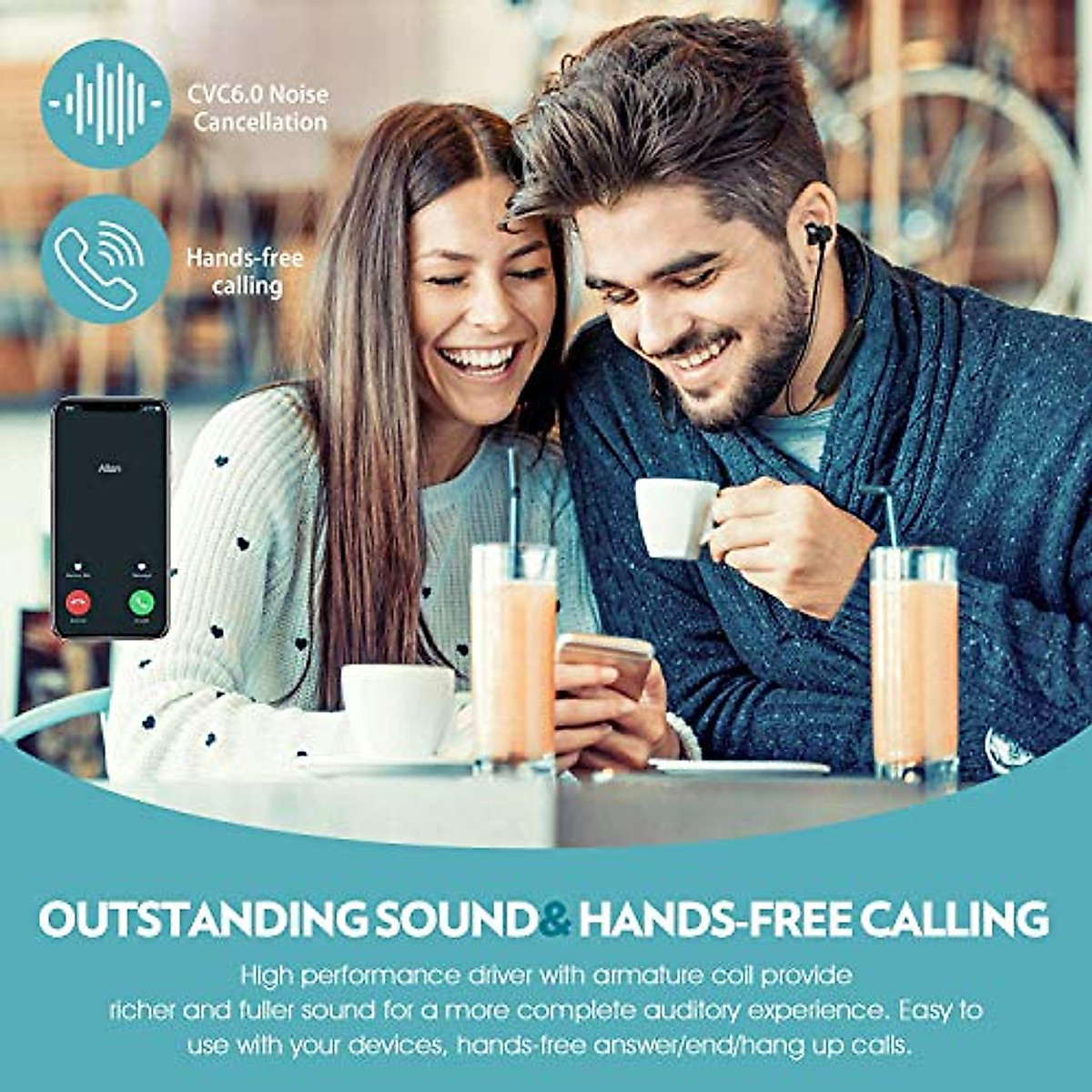 KLOKOL Bluetooth Headphones Neckband 20Hrs Playtime V5.0 Wireless Headset Sport Noise Cancelling Earbuds w/Mic for Gym Running Compatible with iPhone Samsung Android