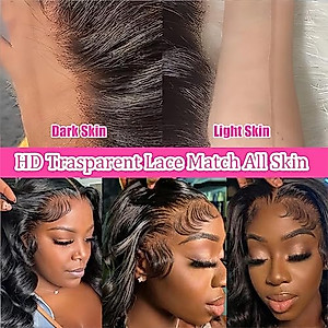 Smilulu 26 Inch 13x4 HD Lace Front Wigs Human Hair 180% Density Body Wave Lace Front Wigs Human Hair Pre Plucked 13x4 Hd Lace Frontal Wigs Human Hair Hd Lace Front Wigs for Black Women Human Hair