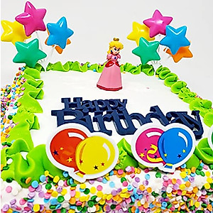 Mario Brothers Princess Peach 7 Piece Birthday Cake Topper Set (Unique Design)