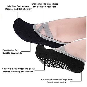 Yinxily Non Slip Yoga Socks for Women,Sticky Sock for Pilates & Pure Barre & Walking & Bikram Fitness Socks with Grips
