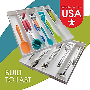 Dial Industries 2544 Expand-A-Drawer Utensil Organizer Tray, White