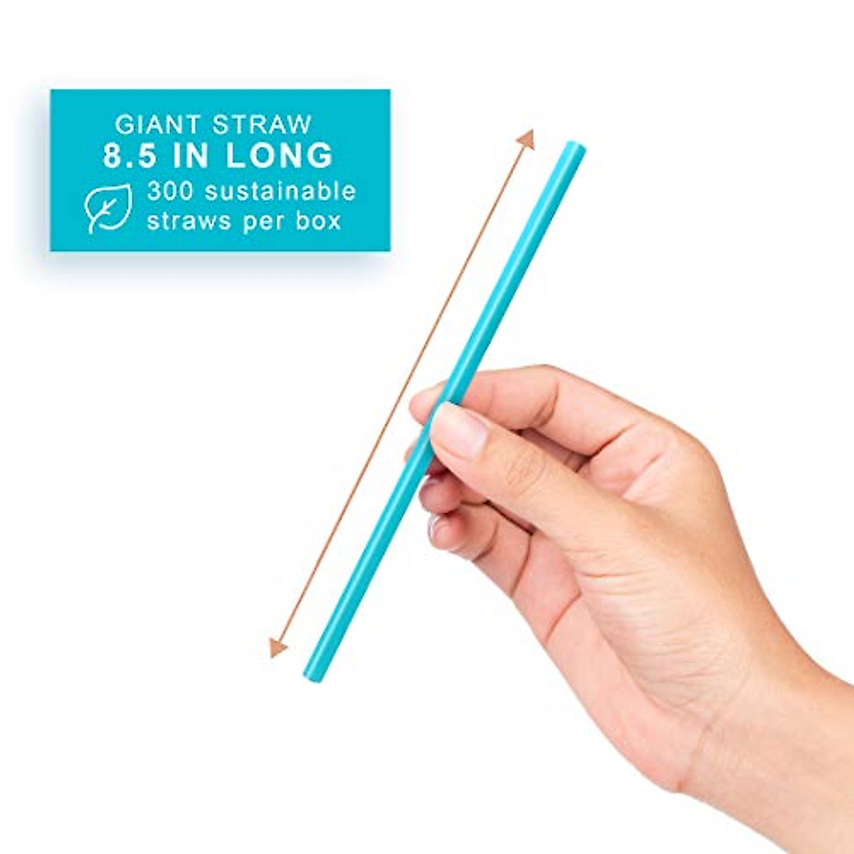 Phade 8.5" Giant Compostable Biodegradable Eco Straws, 300 Count, Individually Wrapped, For Cold Drinks Only