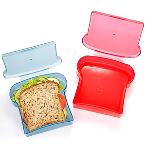 Nicunom 8 Pack Sandwich Containers, 20 Oz Toast Shape Sandwich Box Food Grade PP Lunch Boxes, Sandwich Storage Containers for Snack Meal Prep, Microwave & Freezer Safe, 4 Color