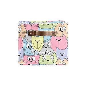 Colorful Cats Personalized Storage Bins Basket Cubic Organizer with Durable Handle for Shelves Wardrobe Nursery Toy 1 Pack