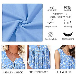 Aodemo Womens 2025 Summer Tank Tops Sleeveless Shirts Henley Tunic Ladies Flowy Casual Blouse for Leggings XL, Polka Dot Black