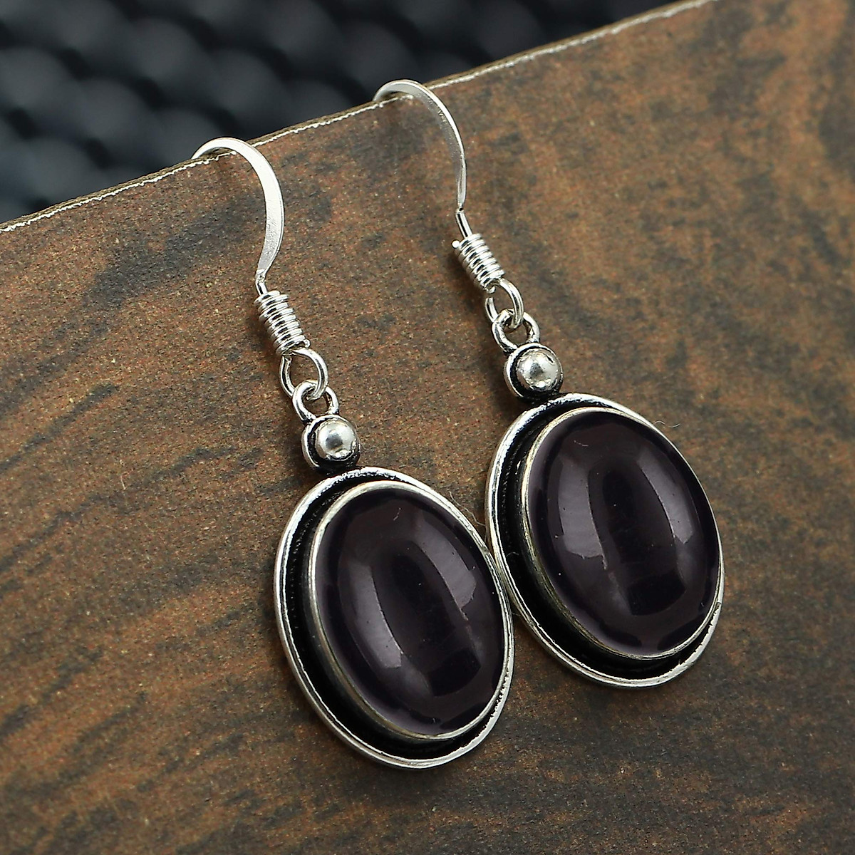 10.89Cts Natural Black Onyx Earrings For Women July Birthstone Jewelry Sterling Silver Women's Day Gifts For Mom Wife Sister