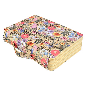 Shulaner Colored Pencil Case 128 Large Slots Holds 384 Pencils or 256 Gel Pens with 4 Layer Zipper Closure High Capacity Pen Organizer for Painter or Artist Yellow Flower