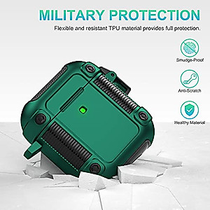 Valkit Compatible with Airpods Case Cover with Lock, Full-Body Military Rugged Shockproof AirPod 2nd Generation Case for Men Women Hard Shell Air Pod 2 & 1 Protective Skin with Keychain, Green