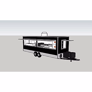 14.7FT MOBILE FOOD TRAILER, STREET FOOD TRAILER WITH CONCESSION WINDOW ATTRACTIVE FRONT DISPLAY, FULLY EQUIPPED FOR VENDING ON STREET FOR SALE