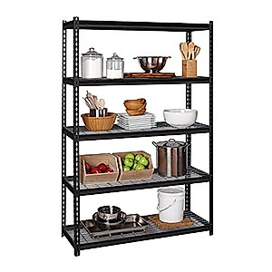 Iron Horse 2300 Deck Wire Shelving Unit, 5 Shelf, 18" x 48" x 72", Black, Black & Zinc