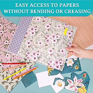 Caydo 20 Pieces Scrapbook Paper Storage Clear 12 x 12 Paper Storage Organizer with Tabs and Gusset Bottom for Holding Scrapbook Paper, Vinyl Paper, Paper, Cardstock