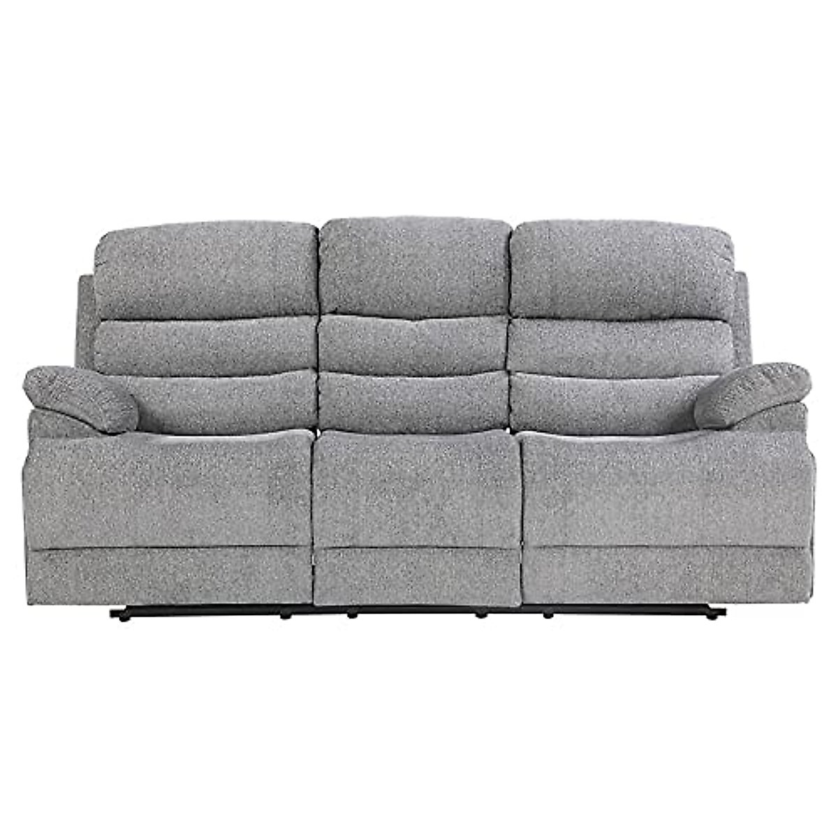 Pemberly Row Transitional Fabric Power Headrest Double Reclining Sofa in Gray