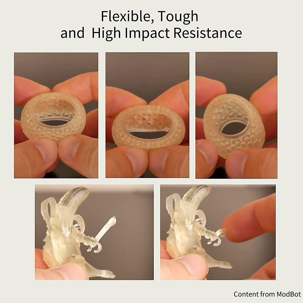 Siraya Tech Tenacious 3D Printer Flexible 405nm UV-Curing Resin with High Impact Resistance Standard Photopolymer Resin for LCD DLP 3D Printing (500g, Clear)