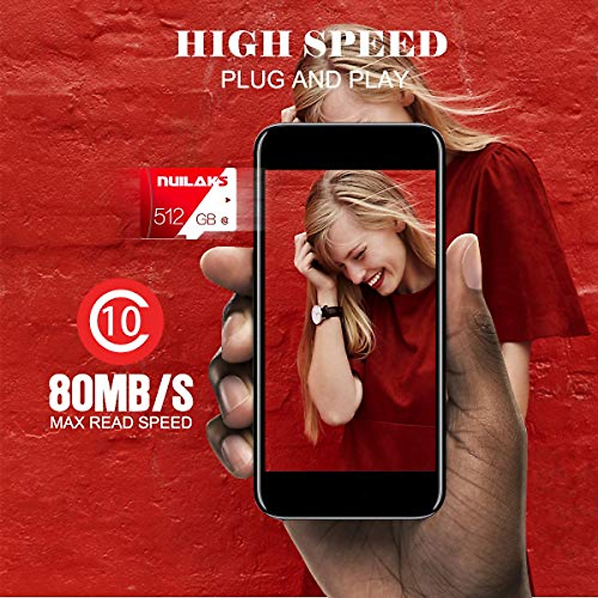 512GB Micro SD Card with Adapter High Speed Class 10 Memory Card for Smartphones/Cameras/Tablets and Drone（512gb