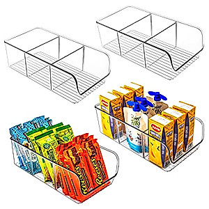 Eooch Pantry Organization and Storage Bins with Dividers – Perfect Kitchen Organization or Kitchen Storage,Fridge Organizer, Refrigerator Organizer Bins, Cabinet Organizers,Pantry Organizer,4 Pack