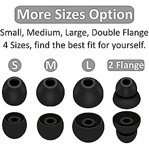 16pcs Black Replacement Ear Tips Ear Buds Ear Gels for Beats by dr dre Powerbeat s Pro, JNSA Eartips Earbuds Eargels for Powbeat Pro/Beat s Flex/Beat s X, SML &Double Flange, Black