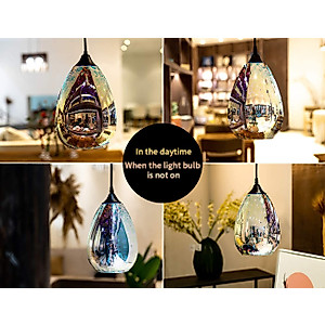 Pendant Lights for Kitchen Island, Glass Modern Hanging Ceiling Light Fixtures Dining Table Bathroom Bedroom Sink Bar, 3-Light Pendant Kitchen Lighting with Colored Shade 6 inch Diam