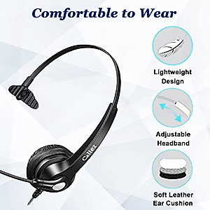 RJ9 Phone Headset Office Telephone Headset with Microphone Noise Cancelling for Polycom VoIP VVX311 VVX411 VVX310 VVX410 VVX300 VVX400 VVX401 VVX501 335 ShoreTel 230 NEC Allworx Landline Deskphones